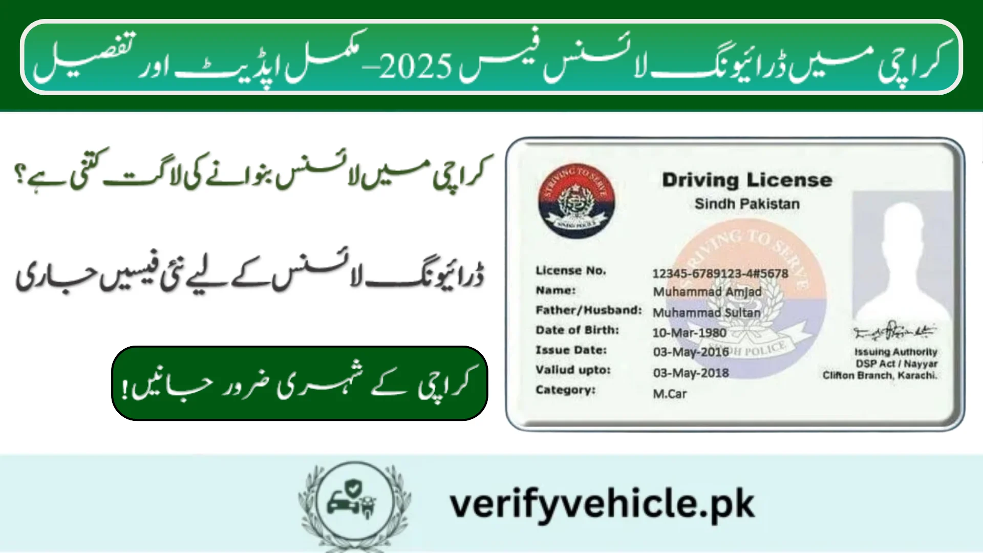 Driving License Fee in Karachi 2025